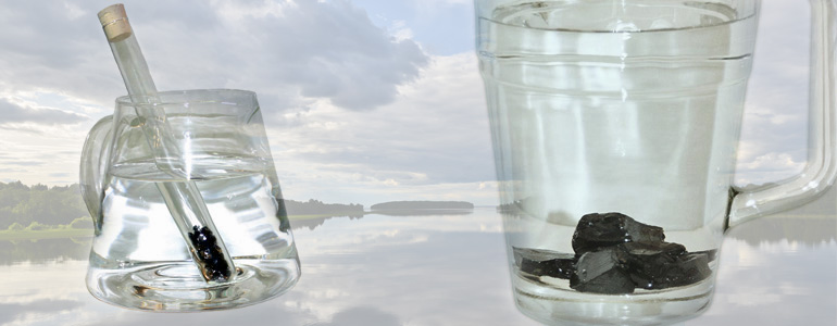 Cleaning water with shungite, direct contact or in glass flasks ...